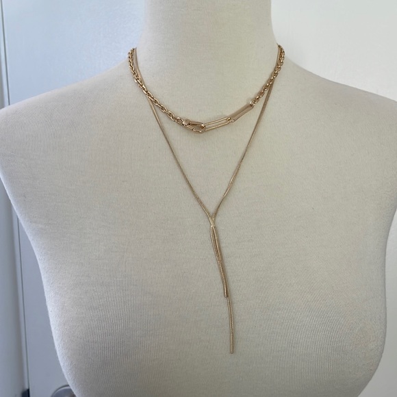 Express | Jewelry | Gold 2 Row Linked Chain Y Necklace From Express ...